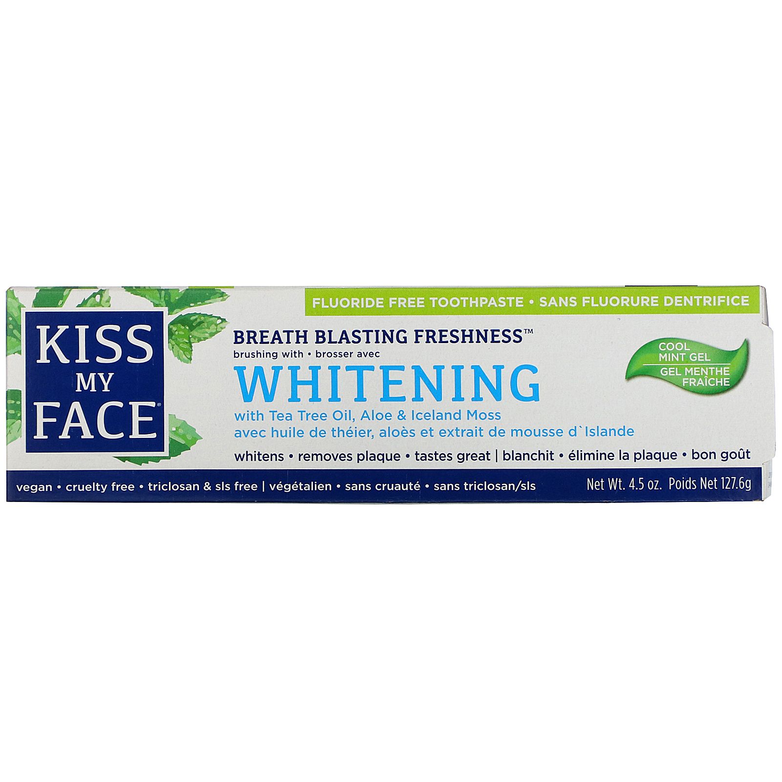Kiss My Face, Whitening Toothpaste with Tea Tree Oil, Aloe & Iceland ...