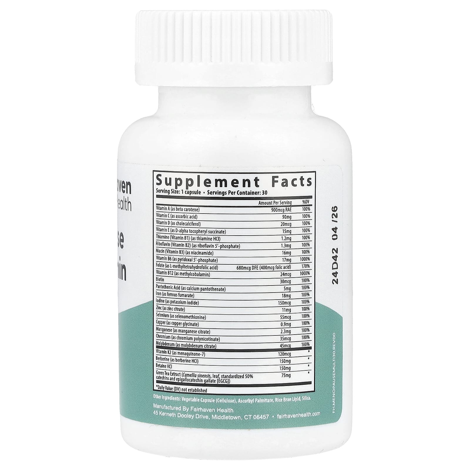 Fairhaven Health, Основные мультивитамины для менопаузы, 30 капсул ...