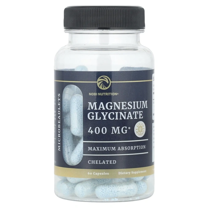 Nobi Nutrition, Глицинат магния, 400 мг, 60 капсул (200 мг в каждой ...